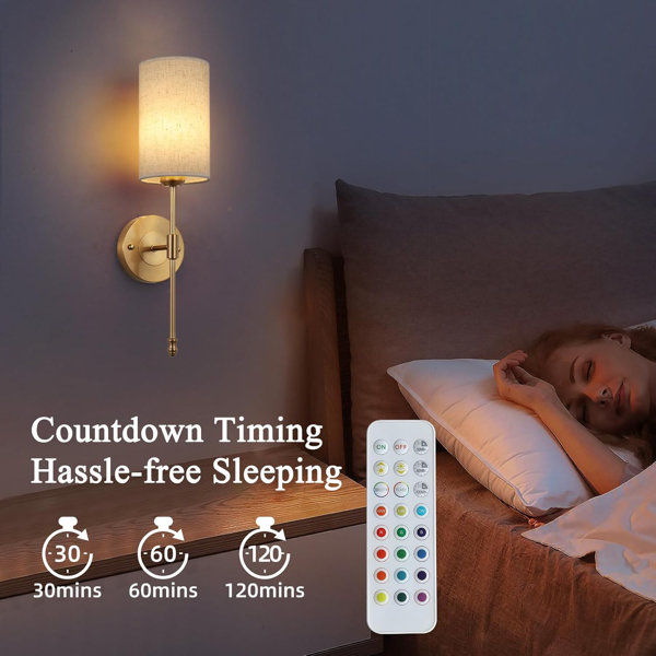 Everly Quinn Rechargeable Wireless Wall Sconces Set Of Two, Dimmable Battery Operated Wall ...